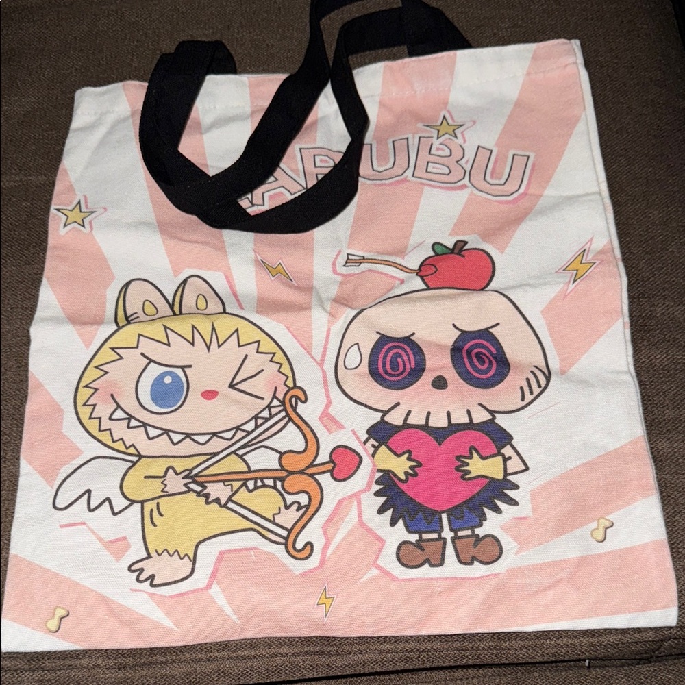Labubu Pink Canvas Love Themed Tote Bag 2 Sided New N… - Gem
